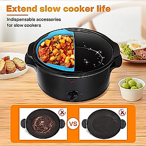 Spardar Slow Cooker Liners, 3 In 1 Reusable Insert Divider Compatible with Crock Pot 6-7 QT Oval Slow Cookers, Silicone Slow Cooker Liner for Crock Pot, Dishwasher Safe, BPA Free, Easy Clean