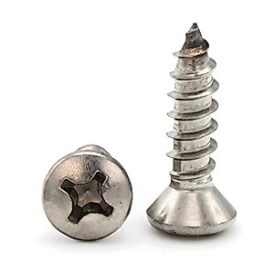 Phillips Oval Head Sheet Metal Screws 18-8 Stainless Steel - #12 x 3/4" Qty-100
