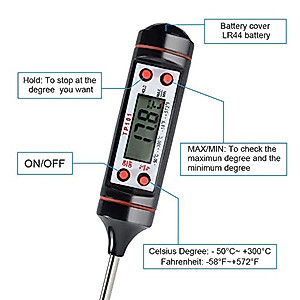 BBQ Grill Brush and Meat Thermometer-Barbecue Grill Cleaning Brush Without Bristle- 17inch Portable Stainless Steel Grill Cleaner Brush for Hard-to-Reach Surfaces -with Meat Thermometer