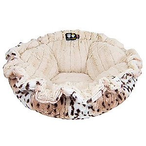 Bessie and Barnie Ultra Plush Aspen Snow Leopard/Natural Beauty Luxury Deluxe Dog/Pet Cuddle Pod Bed