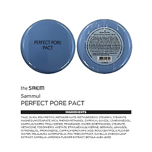 THESAEM Saemmul Perfect Pore Pact - Sebum Control Makeup Pressed Powder Pact, Pore Minimization, Plant-Based Setting Finishing Powder to Absorb Sweat and Prevent Clumps, with Mirror & Puff 12g