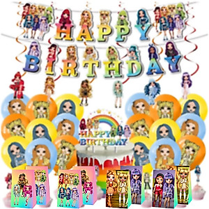 MEGIMA 12pcs Rainbow Girls Favor Gift Bags,Rainbow Girls Birthday Party Supplies for Birthday Party Decorations