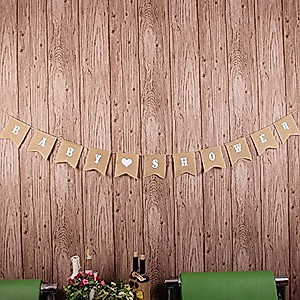 Junxia Swallowtail Shaped Banners Natural Burlap Baby Shower Banner with Jute Cord Party Decoration