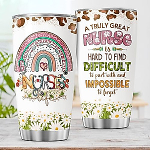 HUBUPU Nurse Gifts, Tumbler 20 Oz With Lid And Straw, A Truly Nurse, Tumblers Nurses Coffee Cups Week For Nursing Women School