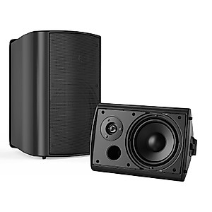 STUDIOFINIX 6.5 Inches Indoor Outdoor Bluetooth Speakers Waterproof Wired Wall Mount Active Speakers 400 Watt for Patio Garage,Deck,Backyard (Black)