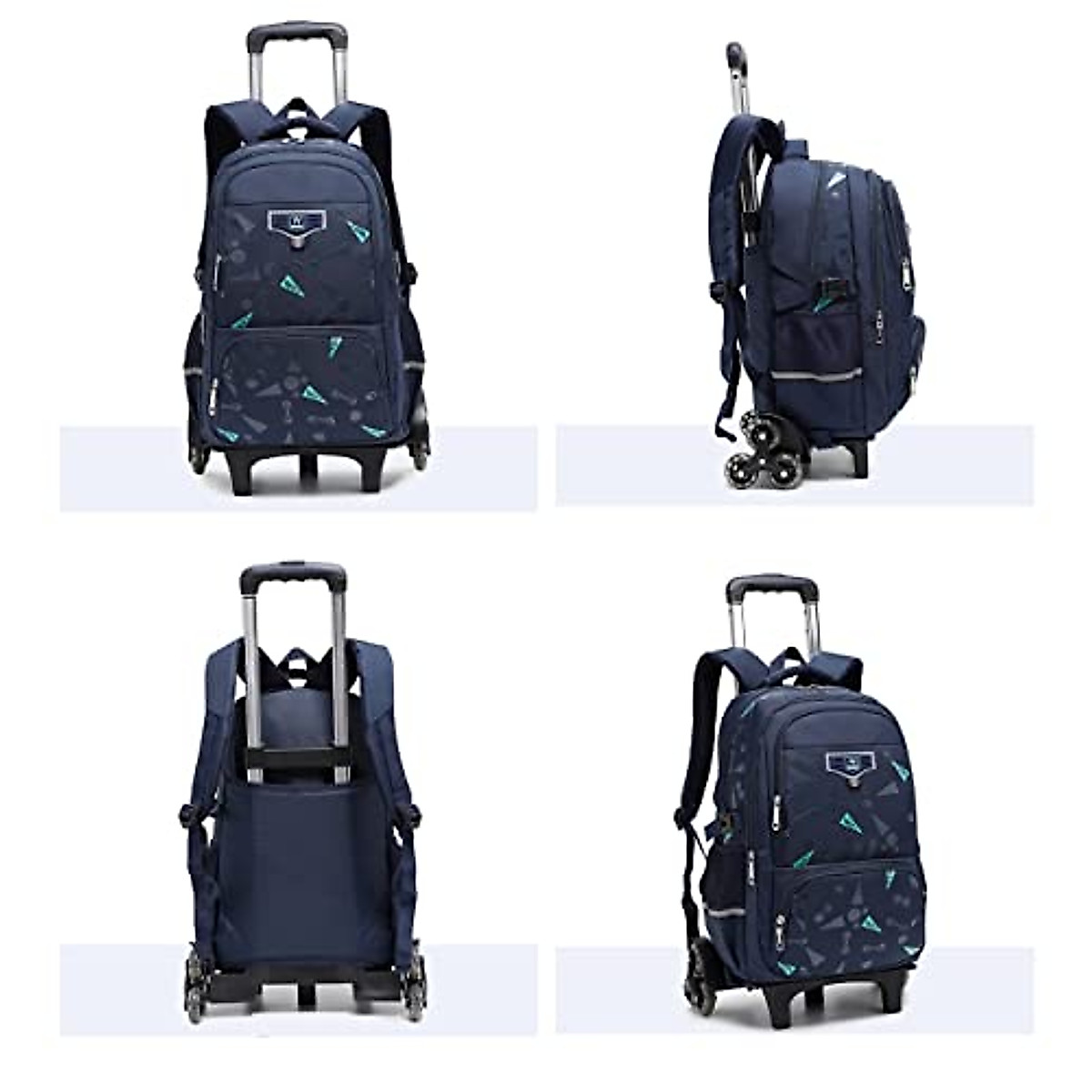 MITOWERMI Rolling Backpack for Boys Girls Trolley Bag with Wheels Roller Backpack for Kids Wheeled Middle School Bookbags