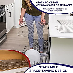 KITCHENATICS Heavy Duty Half Sheet Cooling Racks, Rust Resistant Stainless Steel Baking Racks, Wire Racks Fit Half Sheet Pan, Bacon Grill Rack for Oven, Cookie Cooling Racks 11.8" x 16.9" IN, Set of 2