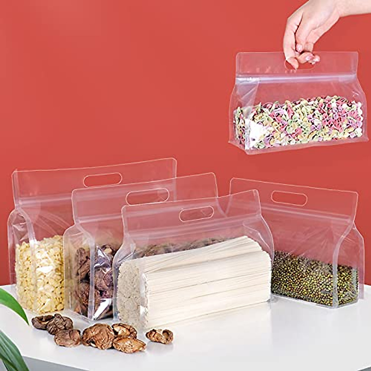 Reusable Airtight Food Storage Bags - large capacity,Great for Dry Food Storage Cookies,Candy,Coffee, Tea, Cereal,Flour & Sugar - Resealable Clear Party Favor Treat Bags Pouches -Standable 10pcs