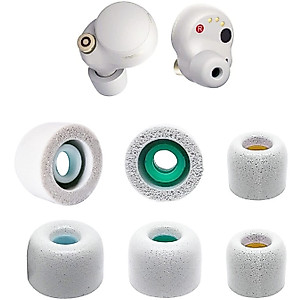 BLLQ Memory Foam Ear Tip Eartips Compatible with Sony WF 1000XM5 1000XM4 Earbuds, Foam Tips Replacement for Sony Earbuds Fit in Charge Case, Foam LMS 3 Pairs, xm4f3s Silver