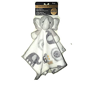 Blankets and Beyond Elephants, Owls Baby Security Nunu Blanket Soft Lovey White/Gray