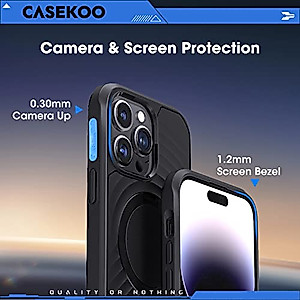 CASEKOO Magnetic Designed for iPhone 14 Pro Max Case with Invisible Stand[Military Drop Protection][Compatible with MagSafe][Anti-Scratch]3 Layers Shockproof Anti Slip Phone Case for Men 6.7Inch,Black