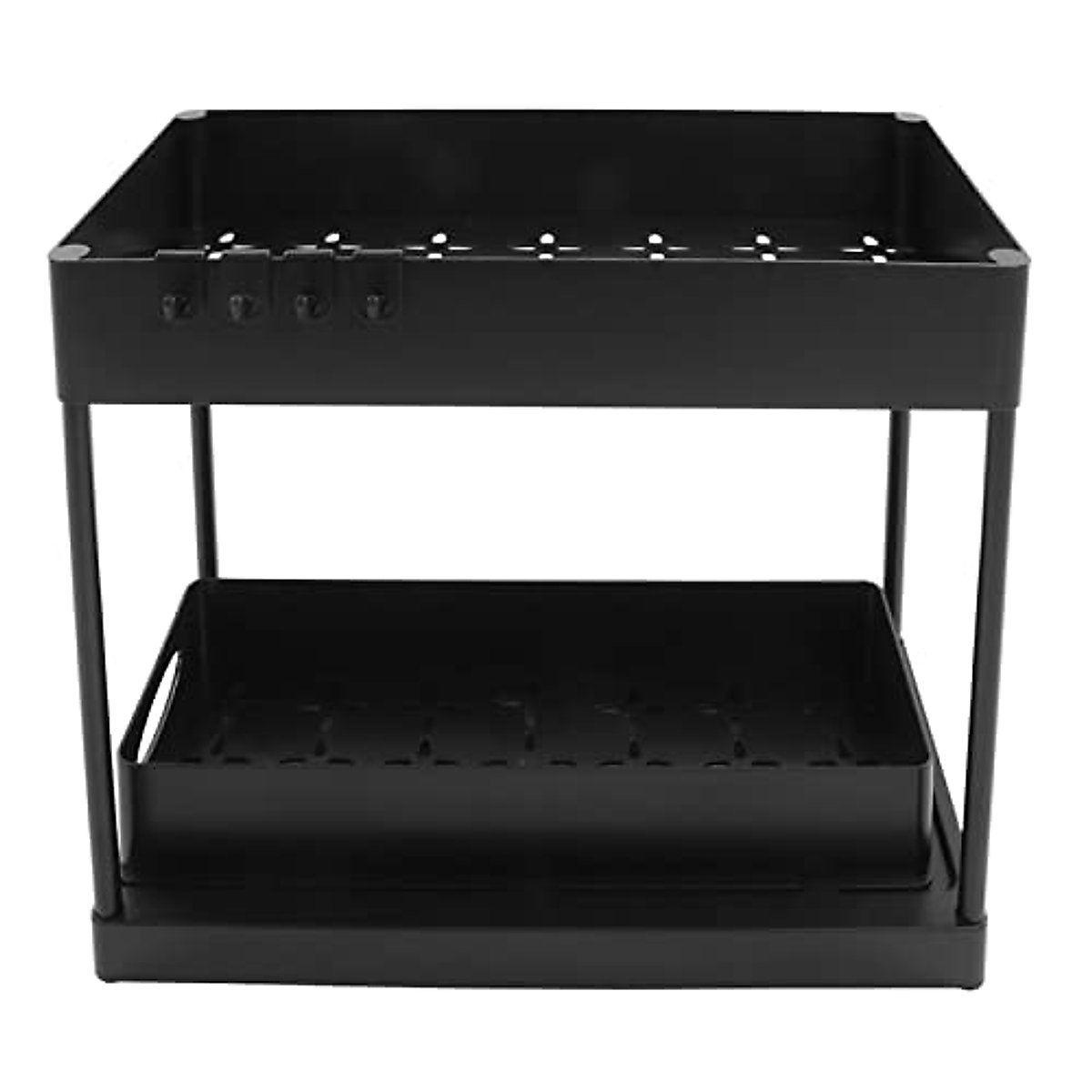 Zerodis Under Sink Organizers, Easy Assembly PP Material Large Capacity Under Sink Shelf Practical Durable for Offices (Black)