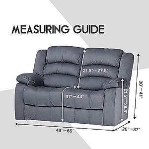 ULTICOR Reclining Love Seat Slipcover, 48" - 65" L, 6-Piece Velvet Stretch Loveseat Reclining Sofa Covers, 2 seat Love seat Recliner Cover, Thick, Soft, Washable (Light Grey)