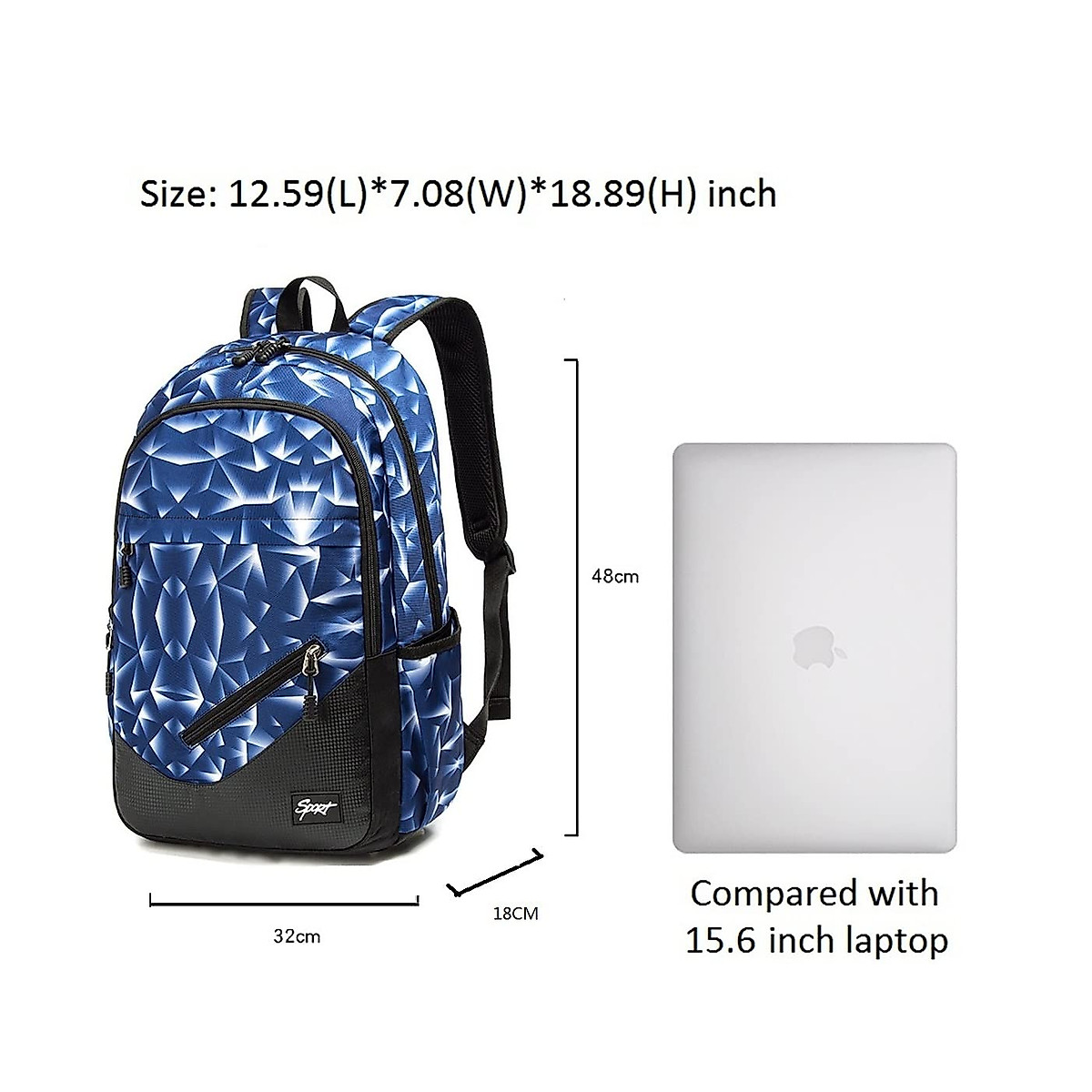 ETAISHOW Geometric Backpack for Boys Elementary School Soccer Backpack for Kids Bookbag for Teens