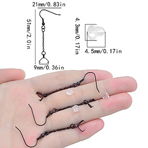 20pcs Stainless Steel French Earring Hooks Hypoallergenic Earring Fish Hooks with Beaded Chains Pinch Bail Clasps and 20pcs Clear Earring Backs for DIY Crafts Jewelry Making, Black