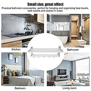 lesiega Towel Rack for Bathroom and Lavatory Double Towel Bar Holder with Hooks Wall Mounted Multifunctional Foldable 2-Tier Shelf Ideal for Kitchen Lavatory Bathroom, 15.7in