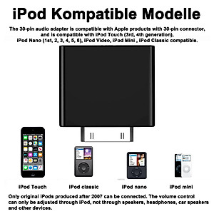 Bluetooth Transmitter for iPod Classic, Plug-and-Play Bluetooth Adapter Connector for iPod Classic 160gb, Bluetooth Adapter Compatible with iPod Classic and iPod Nano (Black)