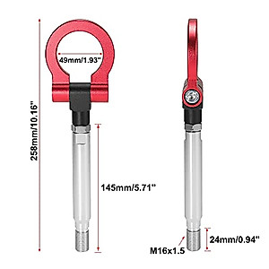 X AUTOHAUX Red Aluminum Alloy Front Bumper Trailer Ring Eye Towing Tow Hook Screw for Subaru Impreza WRX BRZ