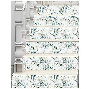 HAOKHOME 93042 Peel and Stick Wallpaper Green/White Eucalyptus Leaf Floral Wall Mural Home Nursery Boho Decor 17.7in x 9.8ft