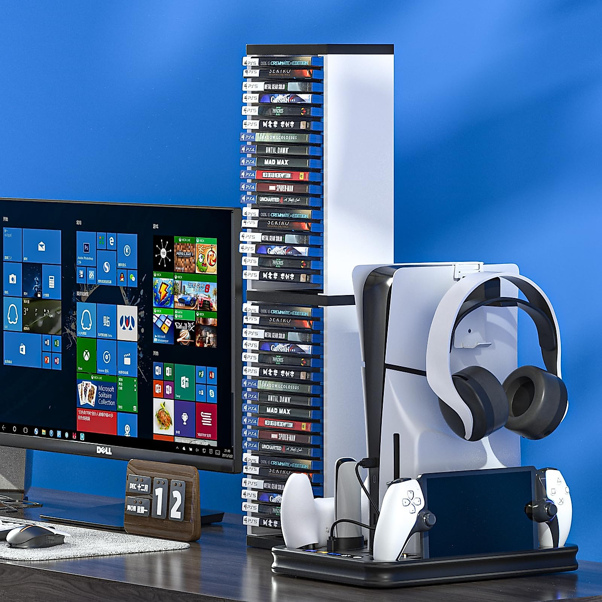 HEATFUN Storage Tower for PS5 Games, Storage Stand for PS5 PS4 Xbox One Games (for 36 Game Boxes)