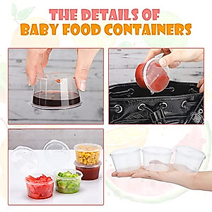 Didaey 100 Pcs Disposable Baby Food Freezer Storage Containers Plastic Food Storage Containers with Hinged Lids 4 oz Snack Containers Food Prep Containers Baby Puree Containers, Stackable, Leakproof