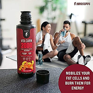 InnoSupps Volcarn 2000 - Advanced Fat Burning Liquid | L-Carnitine, GBEEC, Boost Energy, ATP Enhancer | Caffeine Free, No Artificial Sweeteners | 32 Servings (Candy Peach Rings)