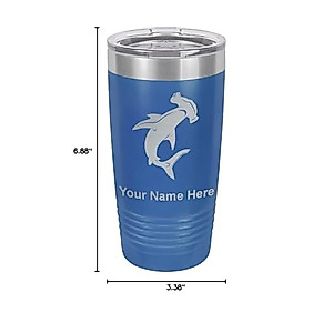 LaserGram 20oz Vacuum Insulated Tumbler Mug, Hammerhead Shark, Personalized Engraving Included (Dark Blue)