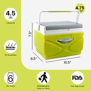 Pinnacle 4.5-11 liter Insulated Cooler Lunch Box set Portable Camping/Picnic Hard Cooler –Coolbox Keeps Cool for 48 hrs. with Ice Retention–Heavy Duty Cooler for Beach, Grill, Tailgating, small -med