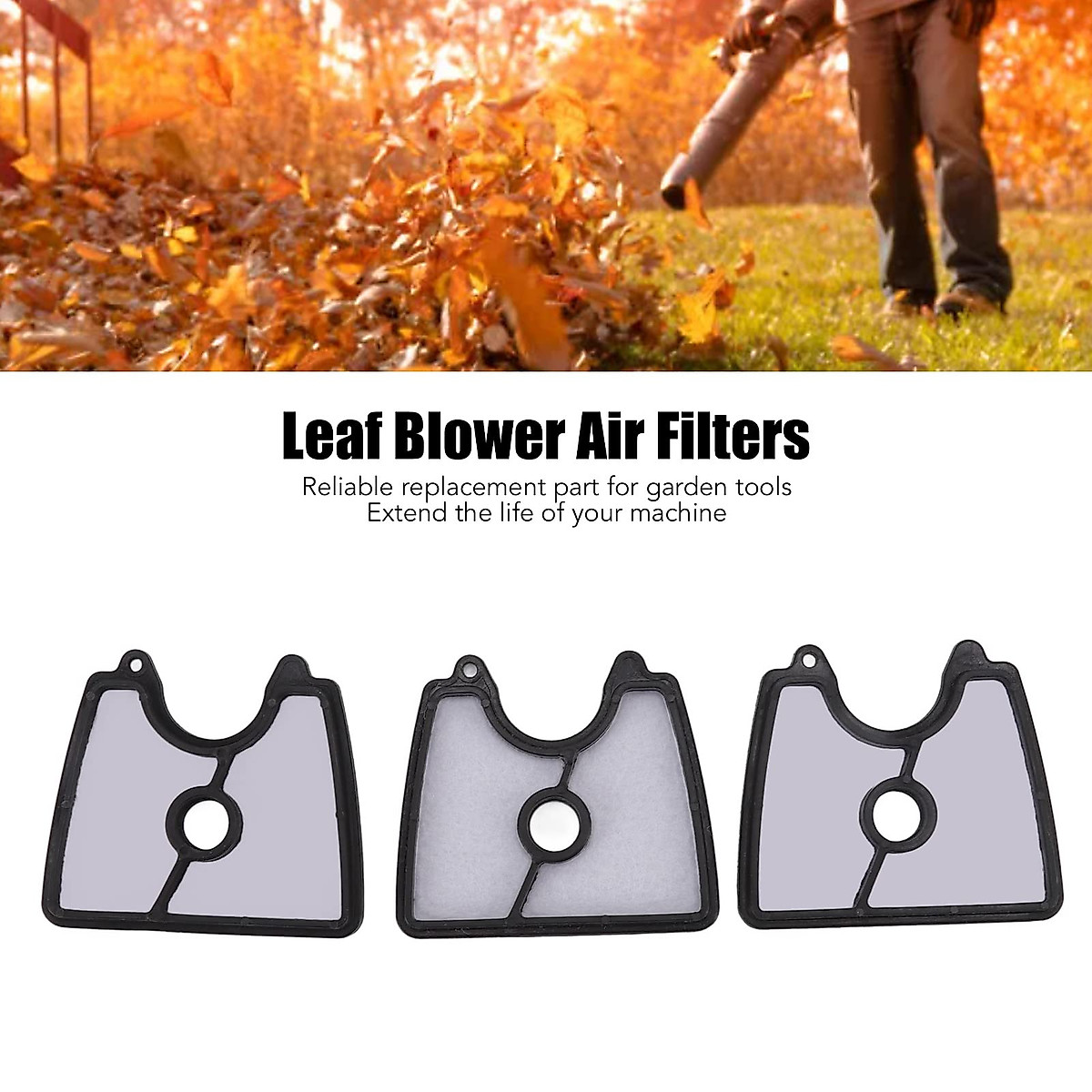 3 Pack Air Filter Replacement, Air Filter Fuel Filter Replacement Parts for Jonsered 125B BX BVX B2126 Leaf Blower 545112101 Gardening Tools Accessories