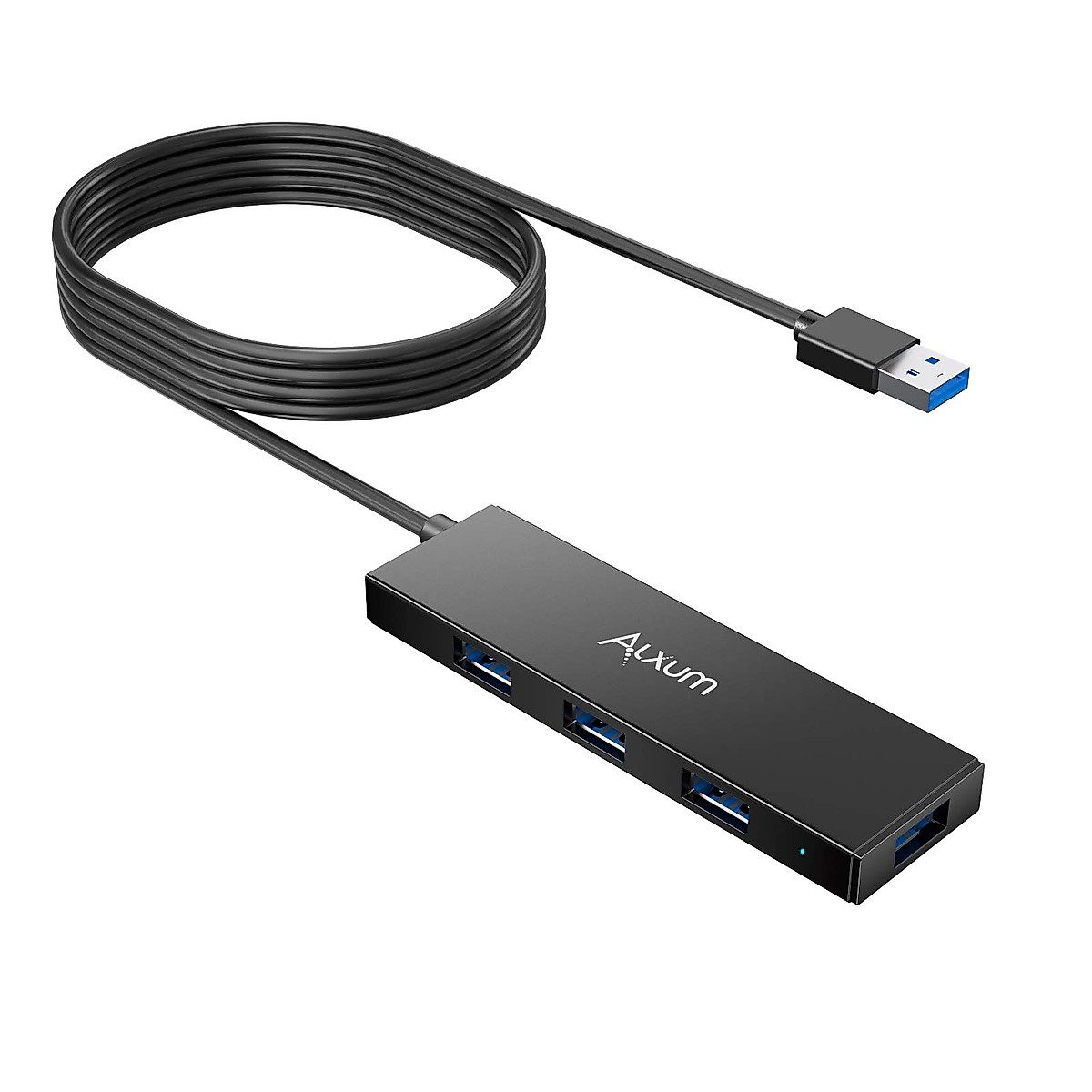 Case of 120, Alxum USB 3.0 Extension Hub 4-Port, USB Hub Long Cord 4ft with MicroB Power Port, USB Data Hub for Desktop PC, MacBook, Surface Pro, XPS, Flash Drive, Mobile HDD, Printer -Black