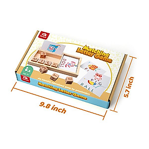 Coogam Spelling Games, Wooden Matching Letters Toy with Flash Cards Words, Montessori ABC Alphabet Learning Educational Puzzle Gift for Preschool Boys Girls Kids Age 3 4 5 Years Old
