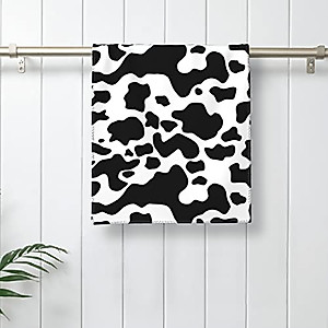 Cafl Black and White Cowhide Texture Hand Towels Cow Print Towels for Bathroom Microfiber Highly Absorbent Face Towels Sport Sweat Towel Gym Yoga Spa Pool 12 x 27.5in