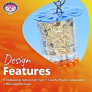 Super Bird Creations SB632 Foraging Bottom’s Up Bird Toy with Clear Acrylic Cups, Medium /Large Bird Size, 18” x 2.5”
