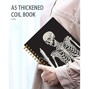 iampanda Spiral Journal Notebook,Strong Twin-Wire Binding with Premium Paper for Girl Women,Cool Funny 60 Sheets A5 College Ruled Notebook/Journal,Perfect for School Office Home Gifts,Skull Human Skeleton