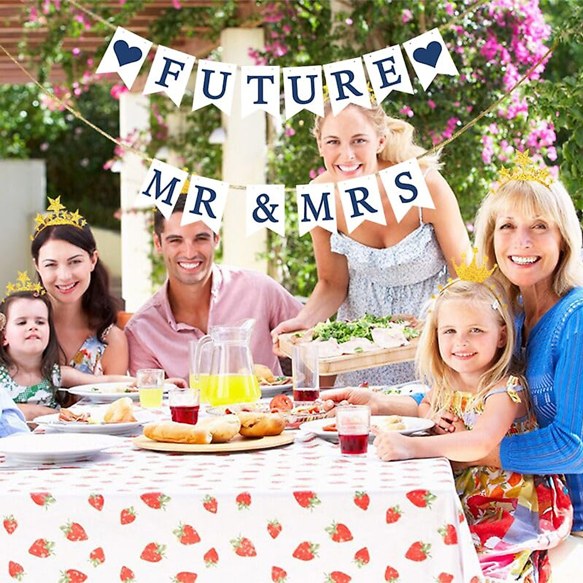 KUNGOON Future Mr & Mrs Banner,Funny Wedding Party Decor,Bridal Shower/Engagement/Bachelorette Party Decorations.(White)