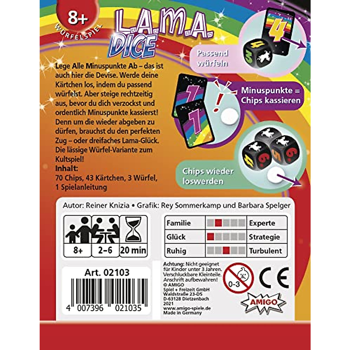 AMIGO 02103 LAMA Dice 2103, Multicoloured, Einzelpack