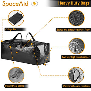 SpaceAid Heavy Duty Moving Bags, Extra Large Storage Totes W/ Backpack Straps Strong Handles & Zippers, Alternative to Moving Boxes, Packing & Moving Supplies, Black (8 Pack)