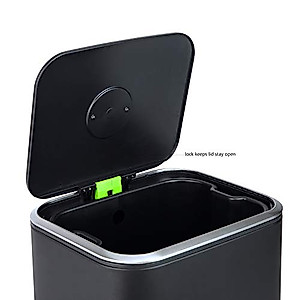 Amazon Basics 32 Liter / 8.5 Gallon Soft-Close Metal Trash Can with Liner and Foot Pedal - Black