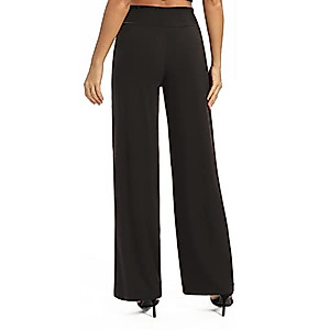 Urban CoCo Women's Solid Wide Leg Palazzo Lounge Pants Casual Straight Leg High Waist Stretch Pants (Black, XL)