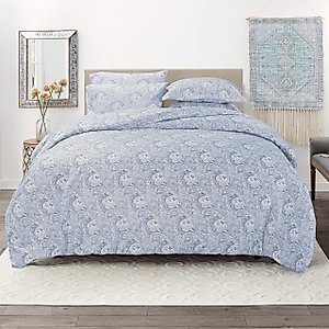 Nestl Duvet Cover 5 Piece Set â€“ Ultra Soft Double Brushed Microfiber Bedding â€“ Paisley Design Comforter Cover, 2 Pillow Shams and 2 Pillowcases - Full/Queen 90â€ x 90â€ - Blue