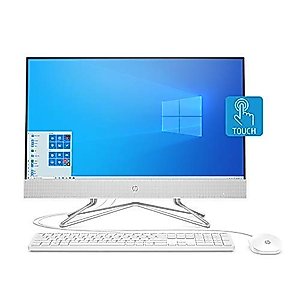 HP 24-inch All-in-One Touchscreen Desktop Computer, AMD Athlon Silver 3050U Processor, 4 GB RAM, 256 GB SSD, Windows 10 Home (24-df0030, White), Snow White (Renewed)