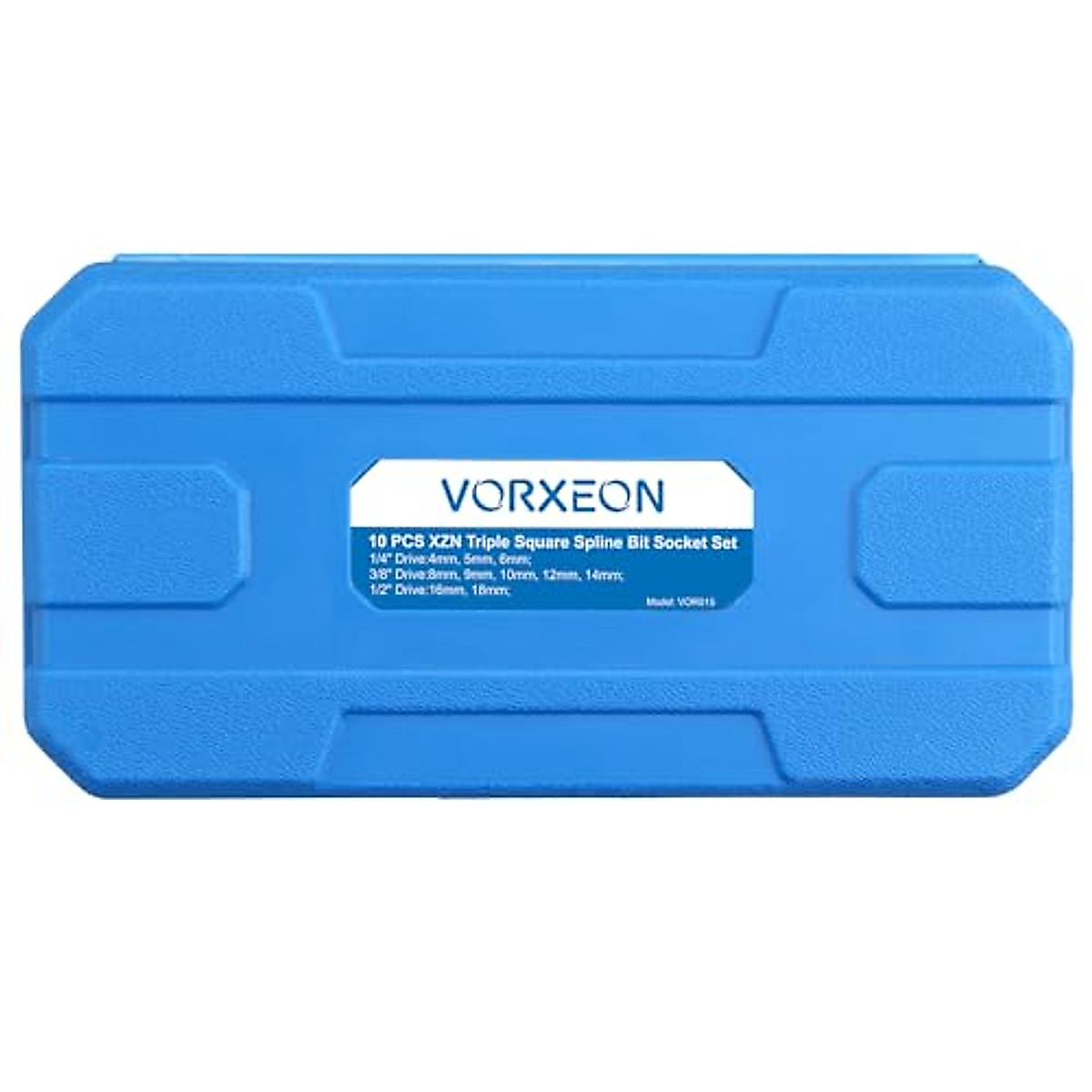 VORXEON 10 Pcs Triple Square Spline Bit Socket Set M4 - M18, S2 Alloy Steel and CR-V XZN Sockets with Storage Case, 1/4” 3/8” 1/2” Drive