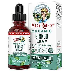 USDA Organic Ginkgo Leaf Liquid Drops by MaryRuth's | Traditional Herb | Nootropic, Neuroprotective | Traditional Use for Circulatory System and Nervous System Health | Non-GMO, Vegan | 60 Servings