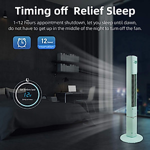 R.W.FLAME Tower Fan with Remote Control, Standing fan for office, Oscillating fan for home with children/pets/elders, Time Settings,LCD display,45W, Oscillation, 47", Green