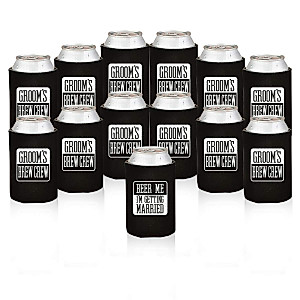 13 Pack Groom and Groomsman Gifts for Wedding Party | Insulating Can Coolers Neoprene, Novelty Beer Holders | Bachelor Party, Groomsmen Proposal, Backyard, Outdoor and Camping Use | Beer Accessories
