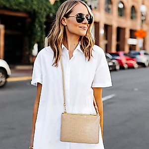 AMELIE GALANTI Small Crossbody Purse Bag For Women,Wristlet Clutch Handbag And Crossbody Wallet With Shoulder Strap For Cell Phone (Pattern-beige)