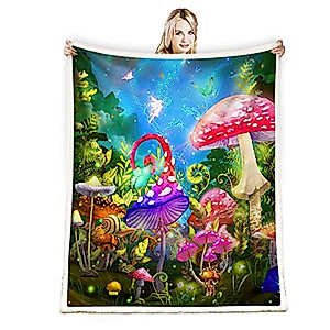 Juirnost Mushroom Blanket Mushroom Throw Blanket Magic Wonderland Fairytale Blanket for Bed Sofa Couch Living Room Decor 50"x60" Trippy Blanket Best Gifts Blanket for Mushroom Lovers