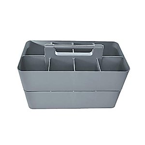 Enjoy Organizer 2 PACK - Portable DIY 8 Dividers Durable Plastic Tote Tool & Supply Cleaning Caddy with Handle Made In USA (Orion Gray)
