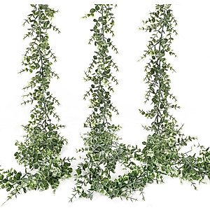 Whonline 3 Packs 17.1ft Artificial Eucalyptus Garlands Greenery Garlands Bulk Fake Vines Faux Hanging Plants for Wedding Table Backdrop Arch Wall Party Home Decor