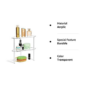 Jetec 2 Pieces Corner Bathroom Organizer Counter Shelf Acrylic Bathroom Organizer Stackable Shelves Clear Floating Shower Corner Vanity Shelf for Bathroom Kitchen Toilet